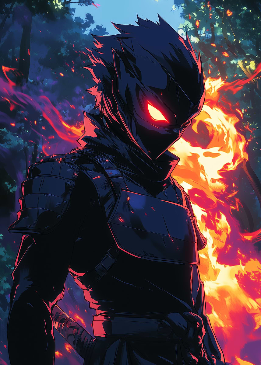 'Infernal Ninja: Shadow of Flames' Poster, picture, metal print, paint ...
