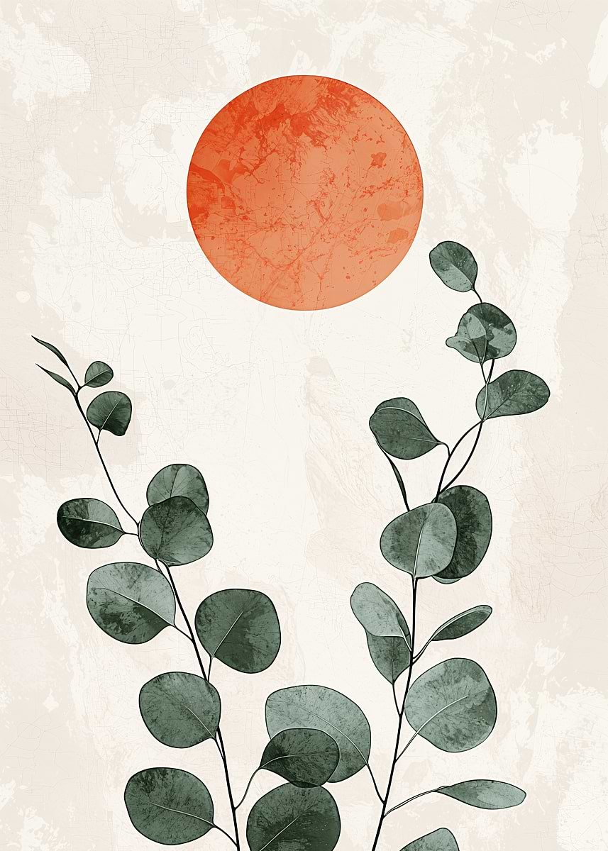 'Eucalyptus and Sun' Poster, picture, metal print, paint by SuperNova ...