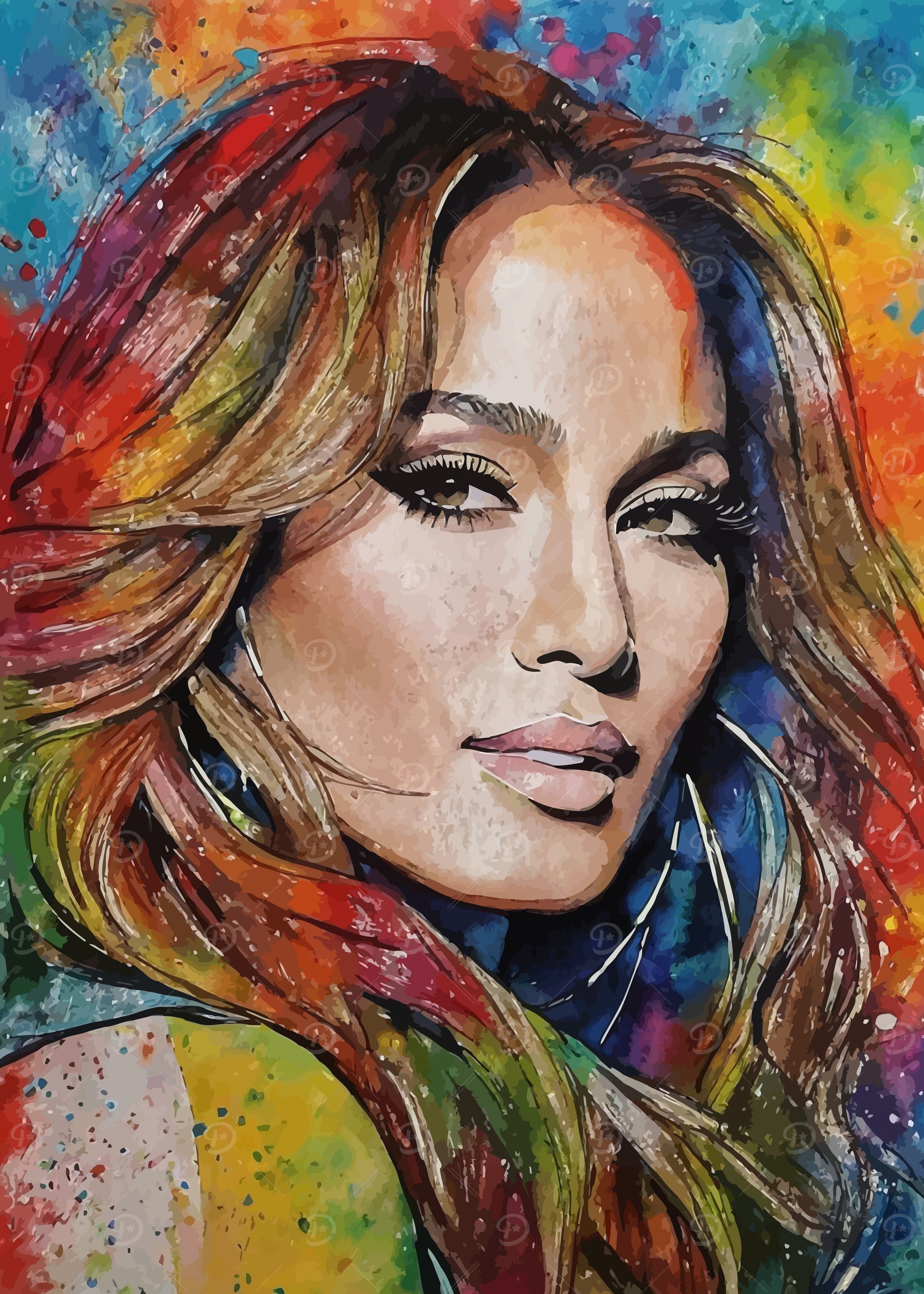 'Jennifer Lopez Watercolor Portrait' Poster, picture, metal print ...