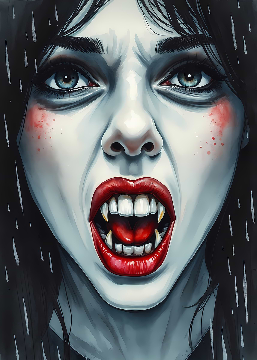 'Gothic Vampire Woman' Poster, picture, metal print, paint by ...