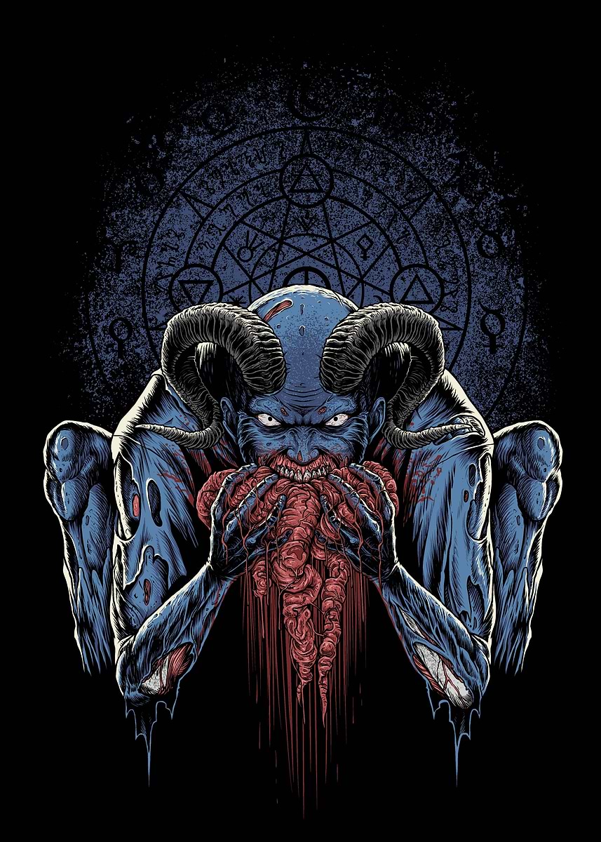 'Demonic Feast' Poster, picture, metal print, paint by Minoria | Displate