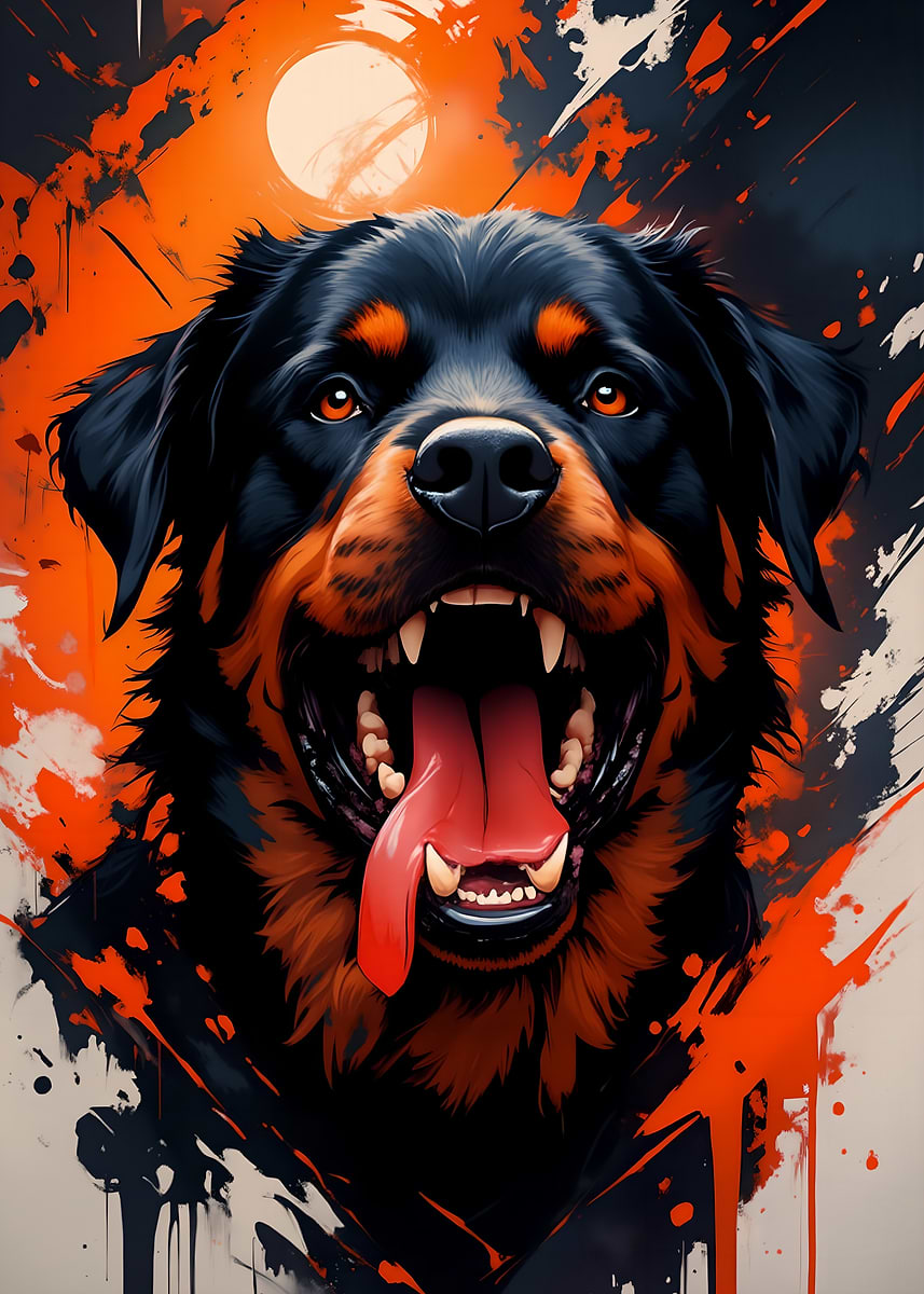 'Rottweiler Portrait' Poster, picture, metal print, paint by Krzysztof ...