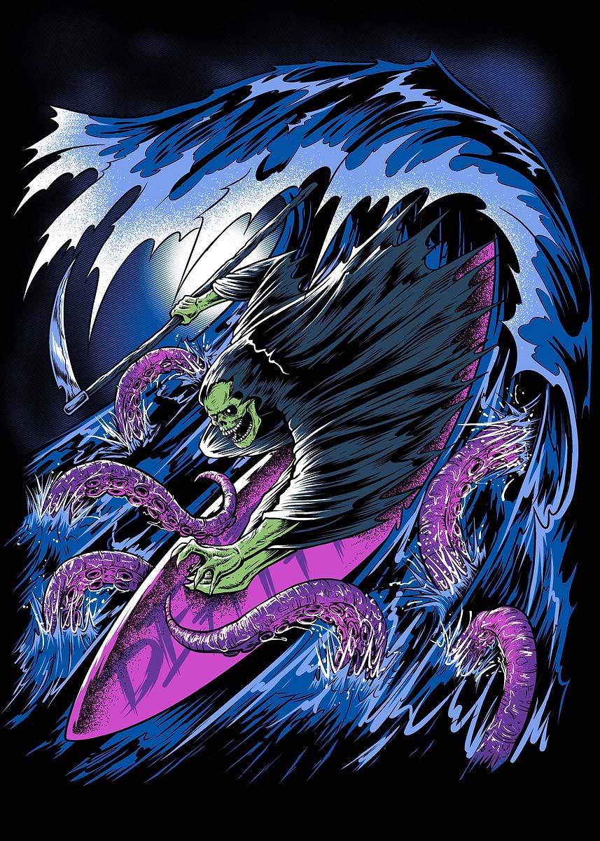 'Death Rides the Wave' Poster, picture, metal print, paint by Minoria ...