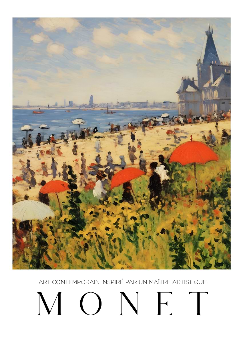 'Monet Beach Scene' Poster, picture, metal print, paint by Up cha ...