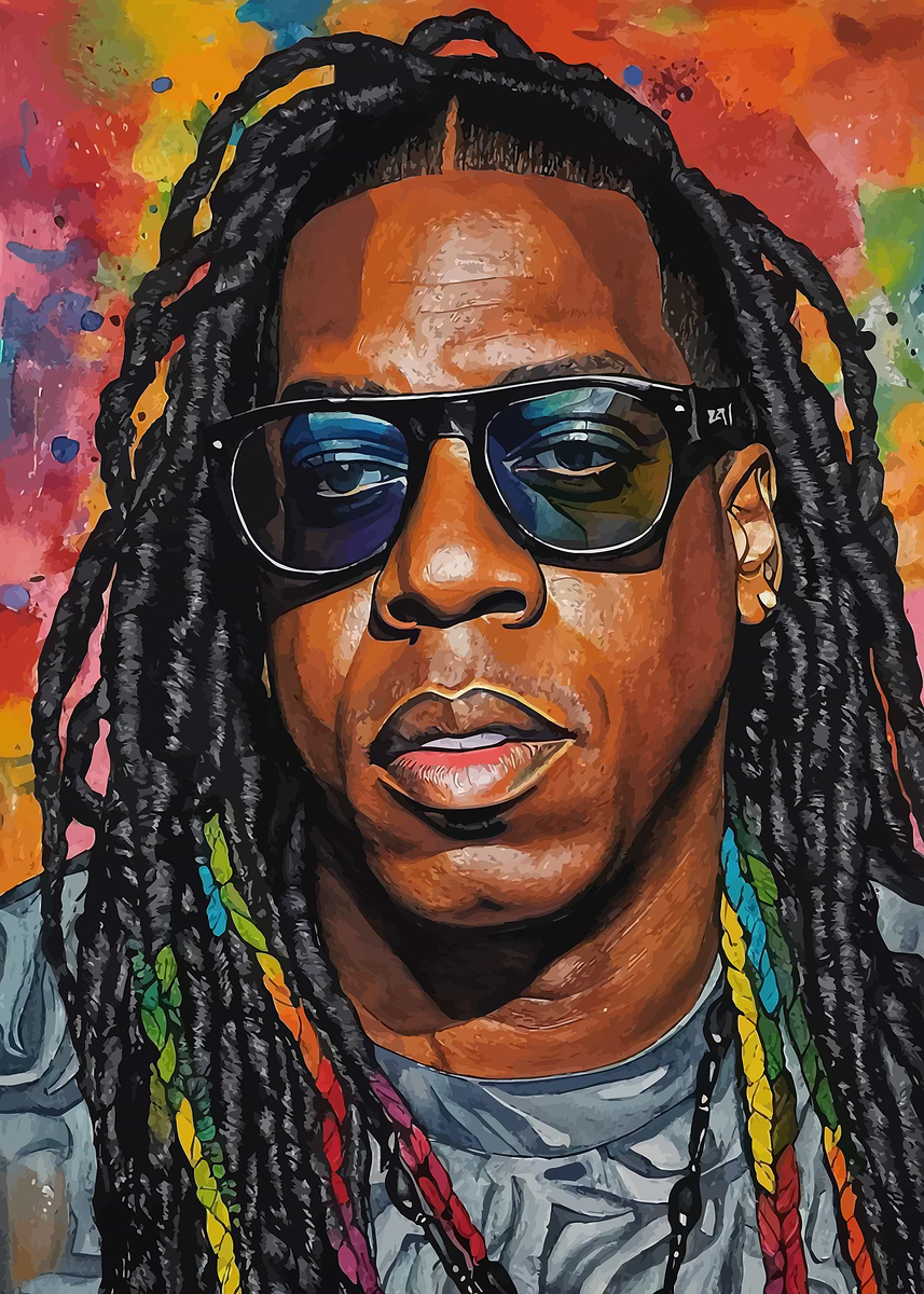 'Jay-Z Portrait Painting' Poster, picture, metal print, paint by DEGUZMAN | Displate