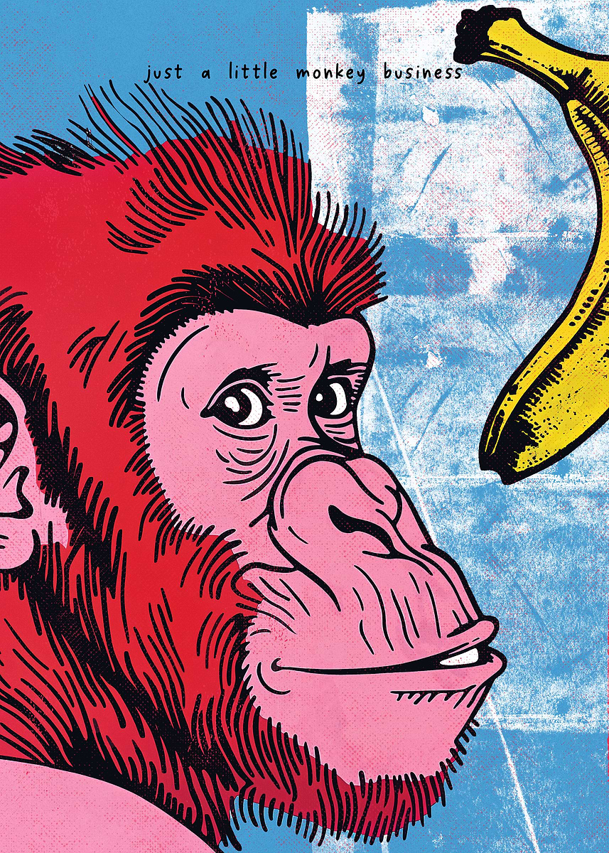 'Just A Little Monkey Business' Poster, picture, metal print, paint by ...