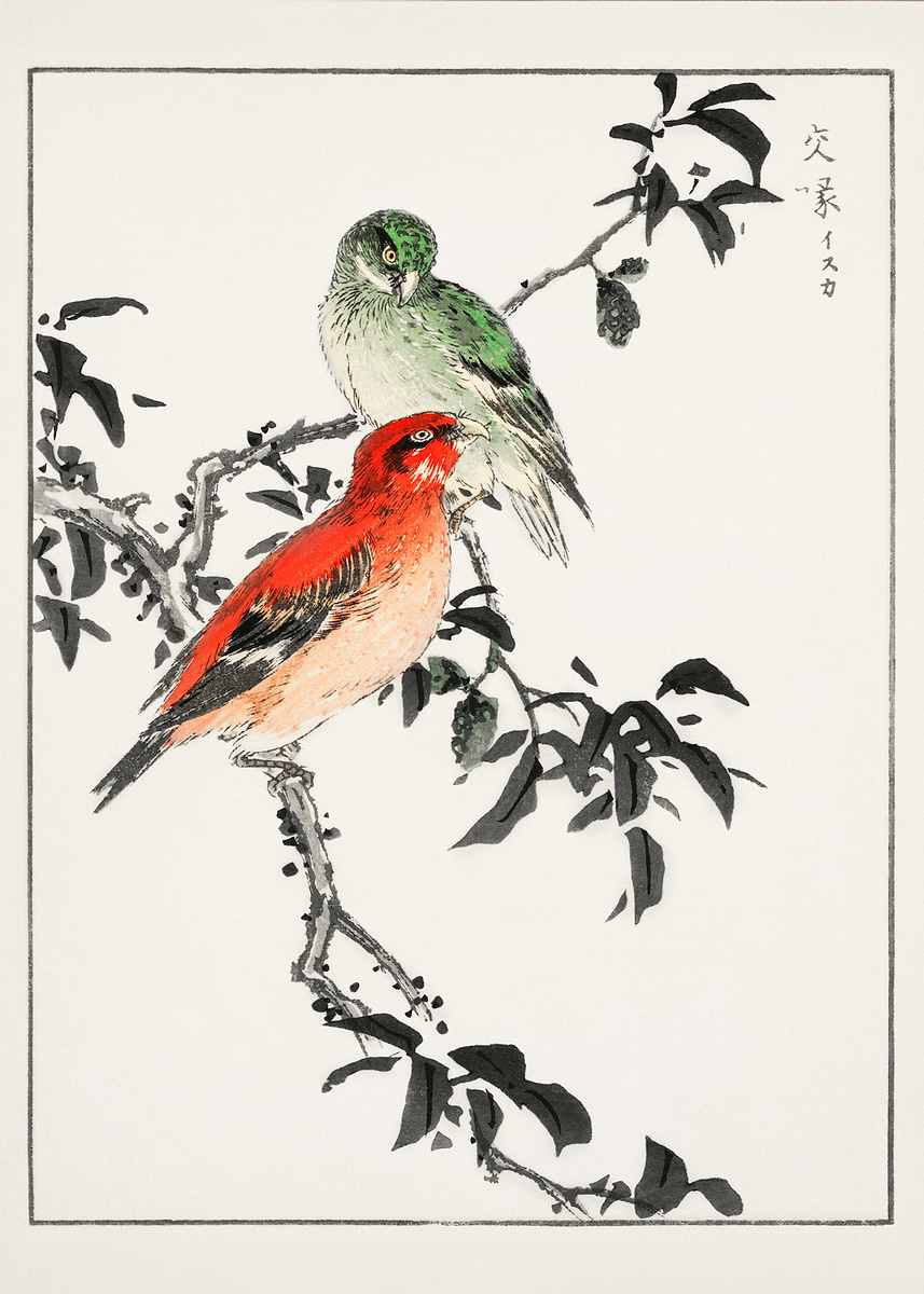 'Traditional Japanese Birds Painting' Poster, picture, metal print ...