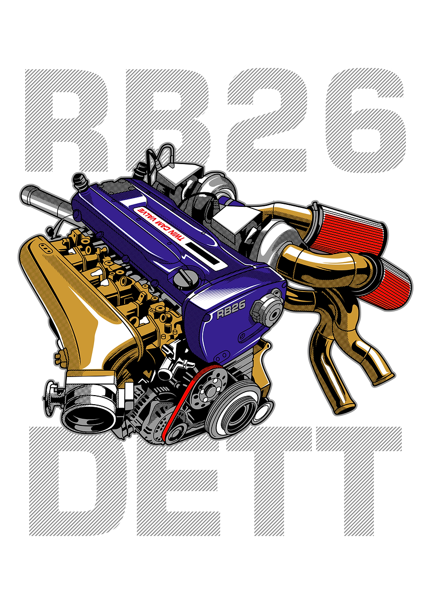 'RB26 DETT Engine' Poster, picture, metal print, paint by ...