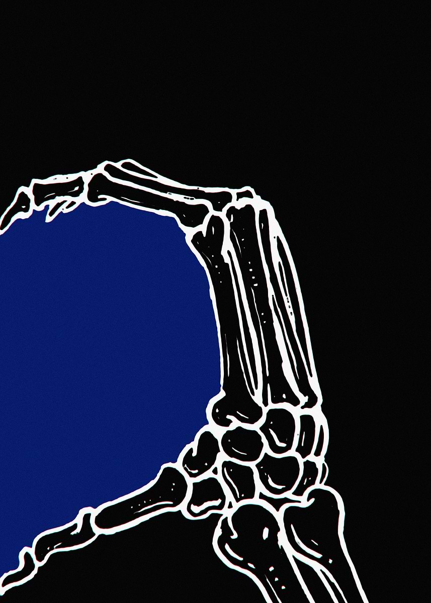 'Skeleton Hand with Blue' Poster, picture, metal print, paint by Ericc ...