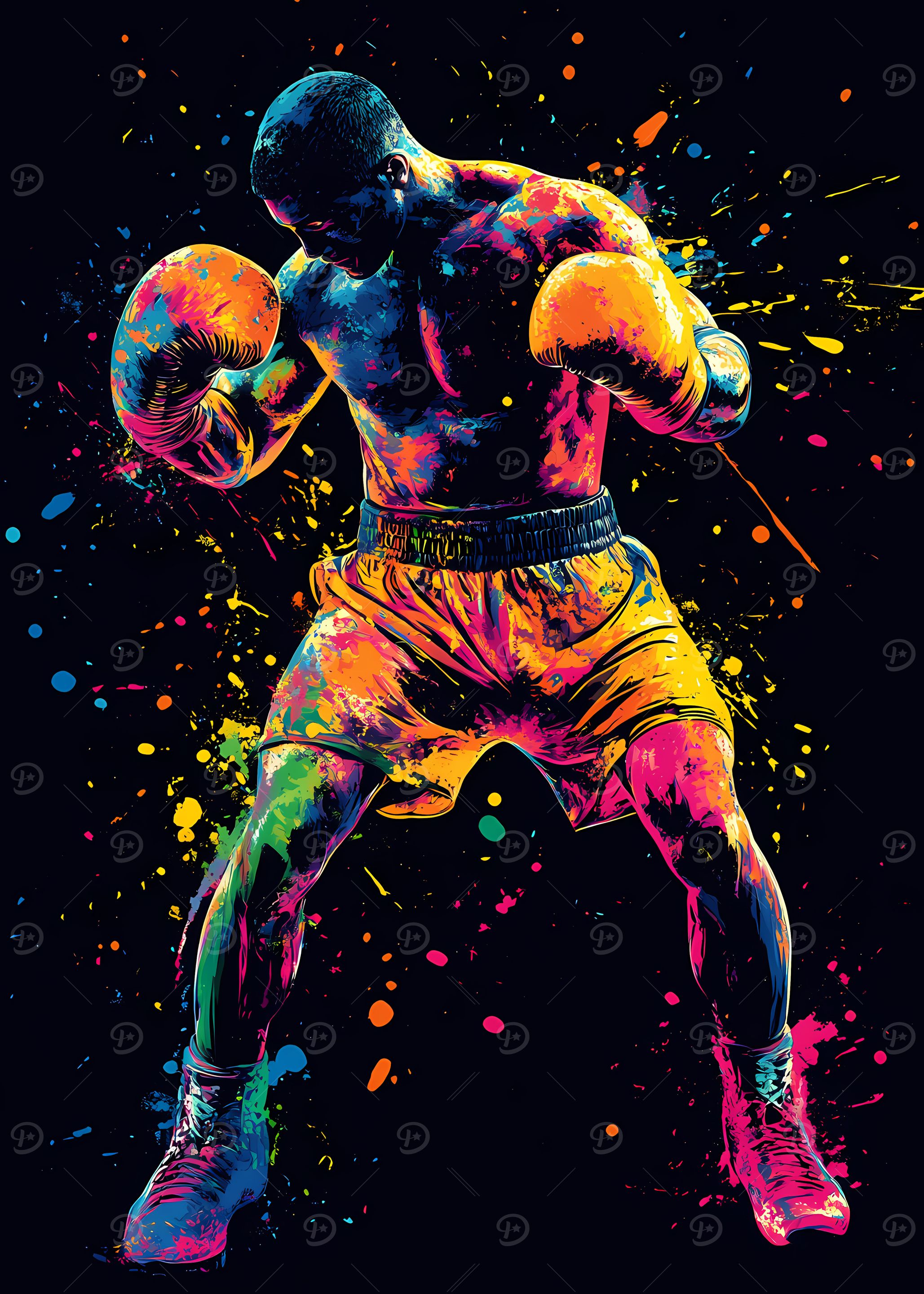 'Boxing Art' Poster, picture, metal print, paint by Black Cat | Displate