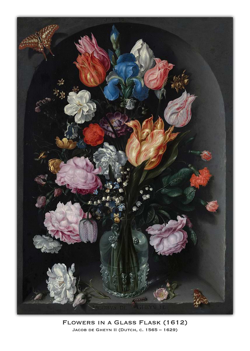'Flowers in Glass Flask' Poster, picture, metal print, paint by ...