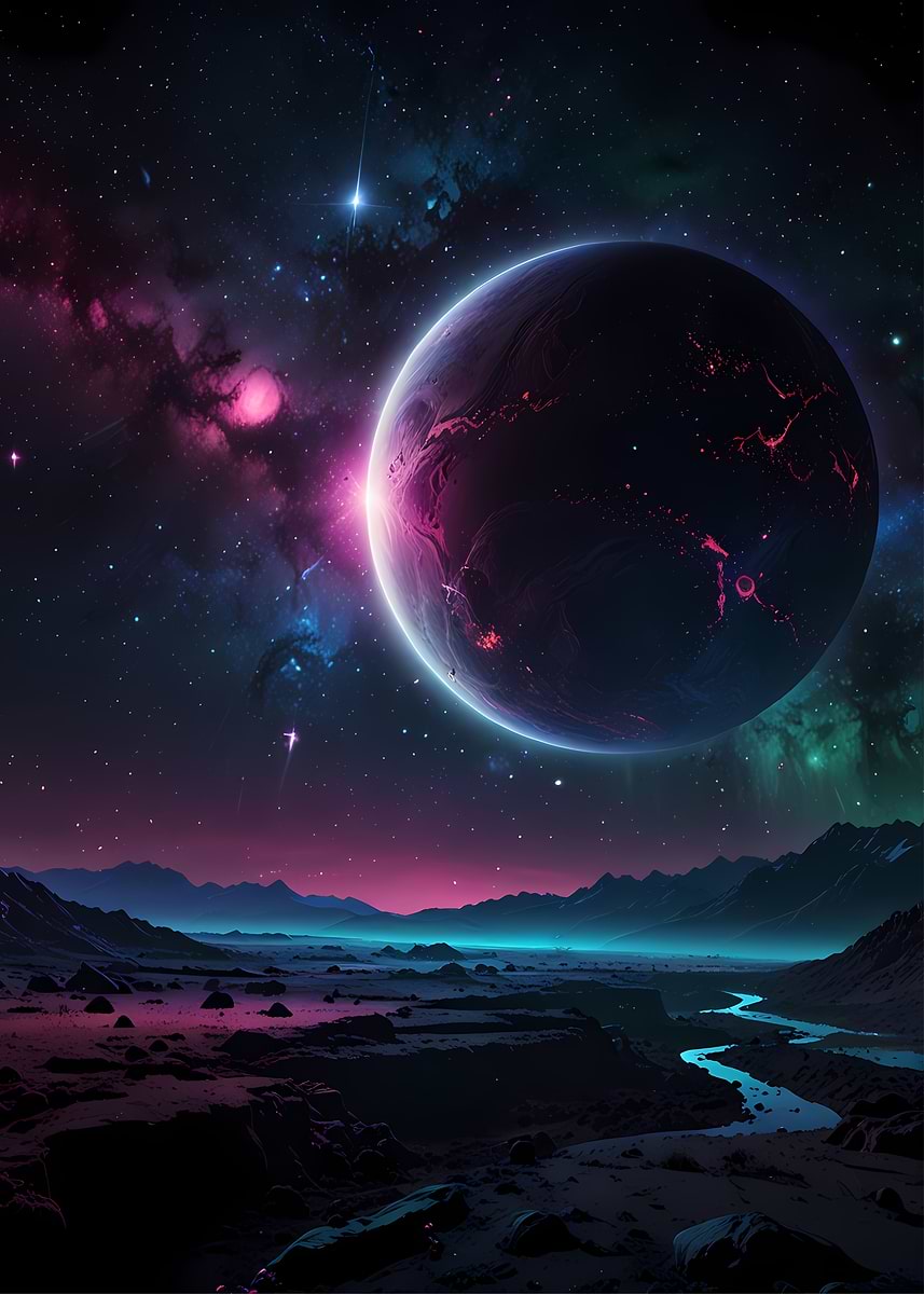 'Alien Planet Landscape' Poster, picture, metal print, paint by Print ...