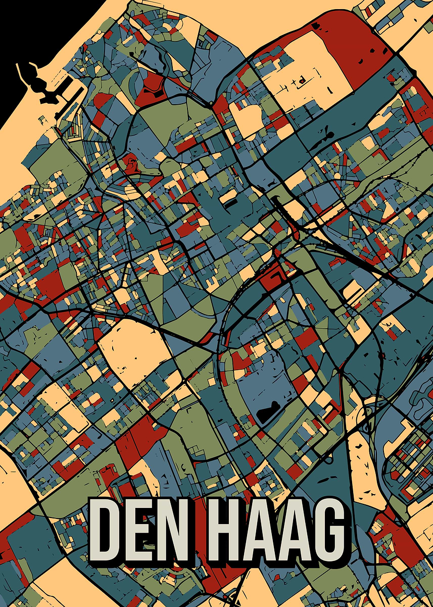 'Den Haag Netherlands City Map Art' Poster, picture, metal print, paint ...