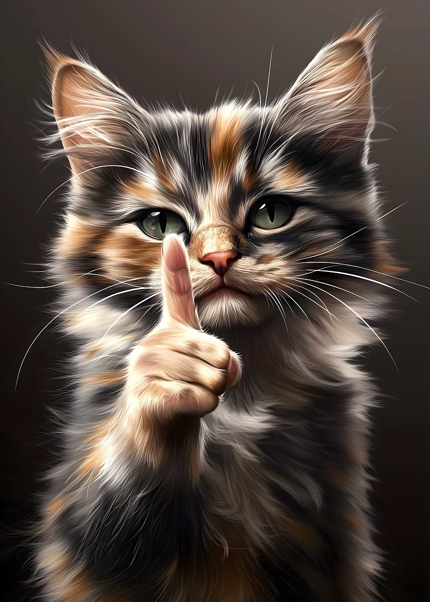 'Sassy Cat Giving a Warning' Poster, picture, metal print, paint by ...