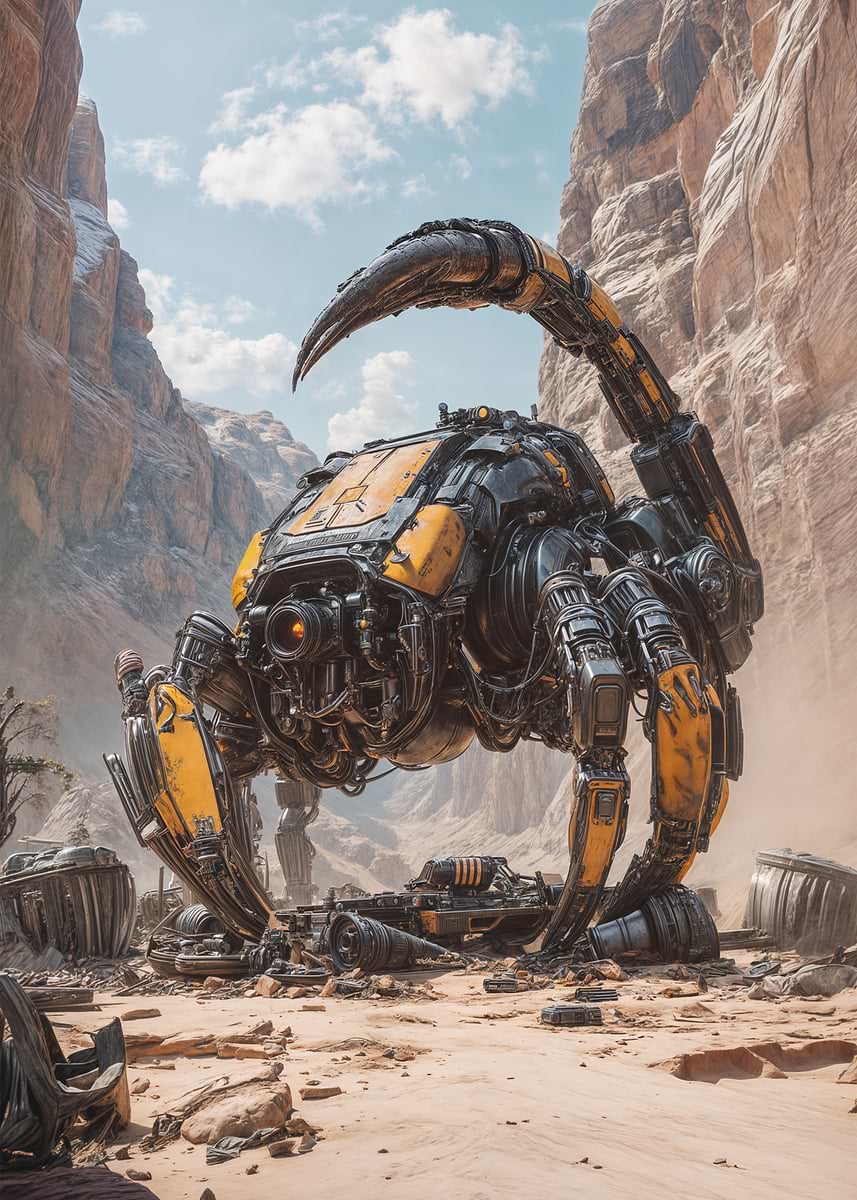 'Cybernetic Scorpion Mech' Poster, picture, metal print, paint by ...