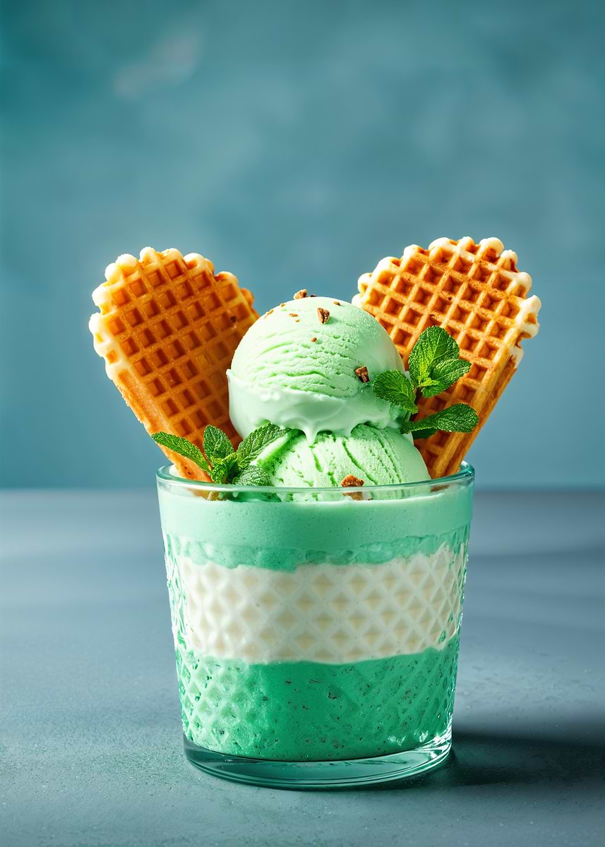 'Mint Ice Cream Sundae' Poster, picture, metal print, paint by ...