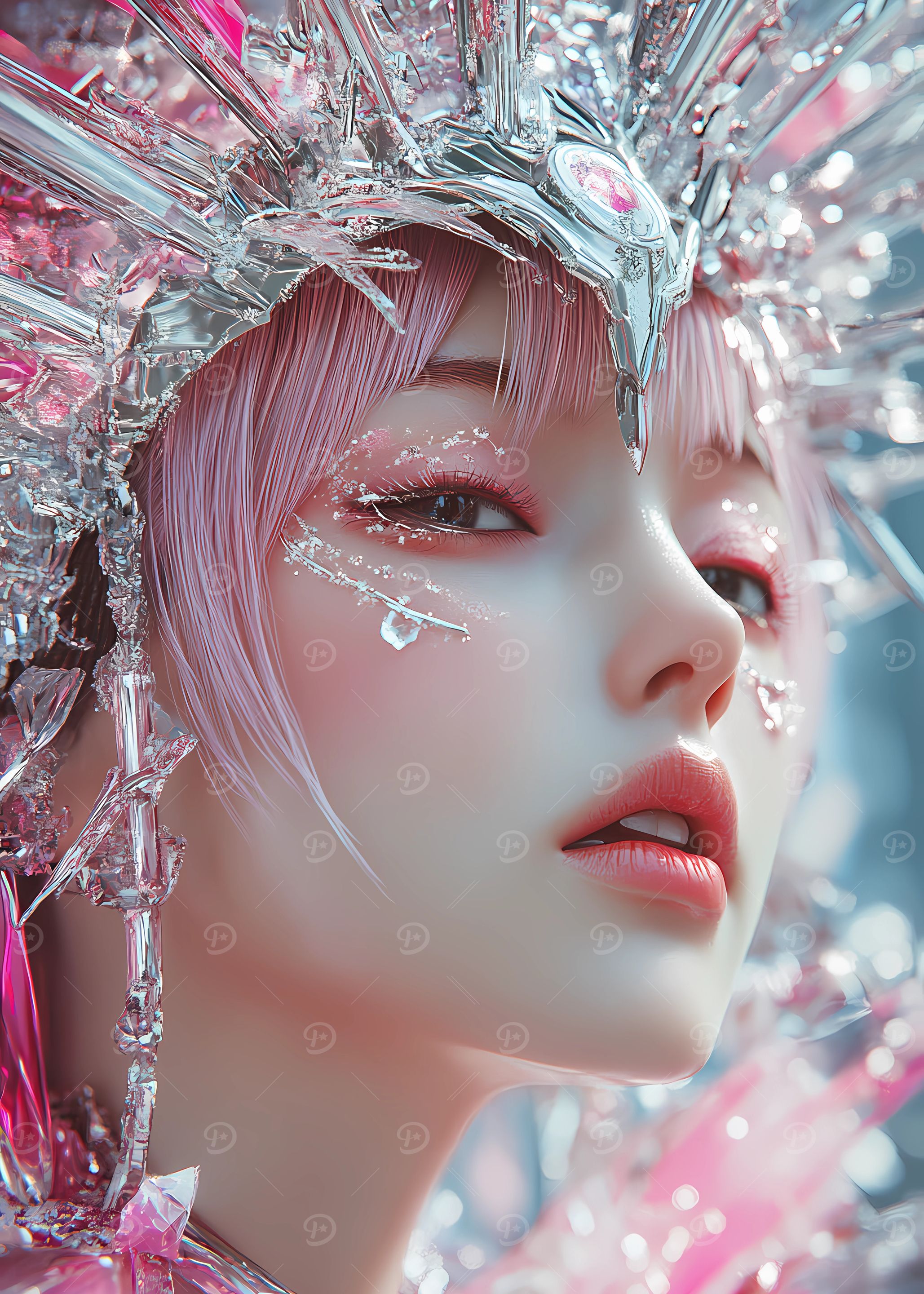 'Cyberpunk Ice Queen' Poster, picture, metal print, paint by Maureen ...