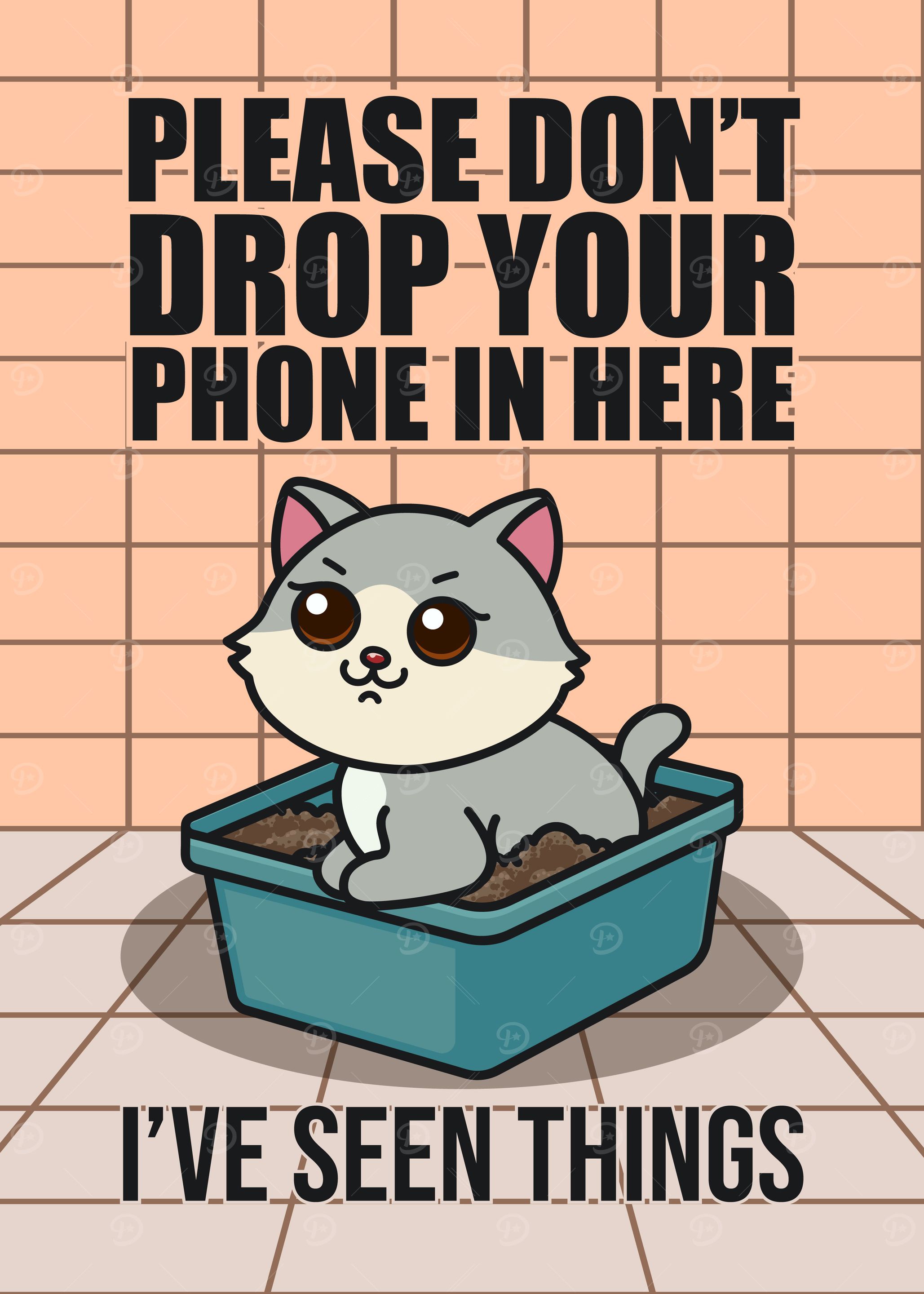 'Cat Litter Box Warning' Poster, picture, metal print, paint by taofik ...