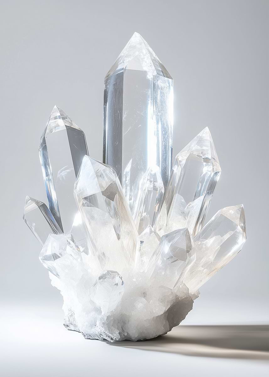'Clear Quartz Crystal Cluster' Poster, picture, metal print, paint by ...