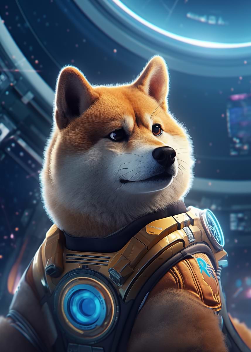 'Space Doge' Poster, picture, metal print, paint by HODL designs | Displate