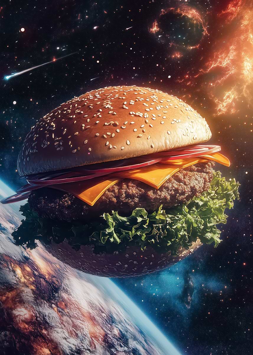 'Space Burger' Poster, picture, metal print, paint by BS Design | Displate