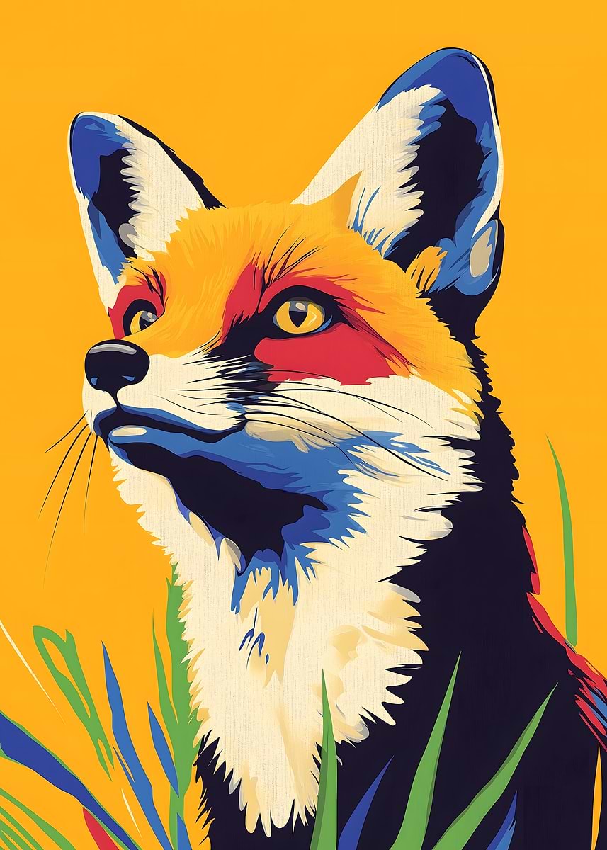 'Colorful Fox Portrait' Poster, picture, metal print, paint by ...