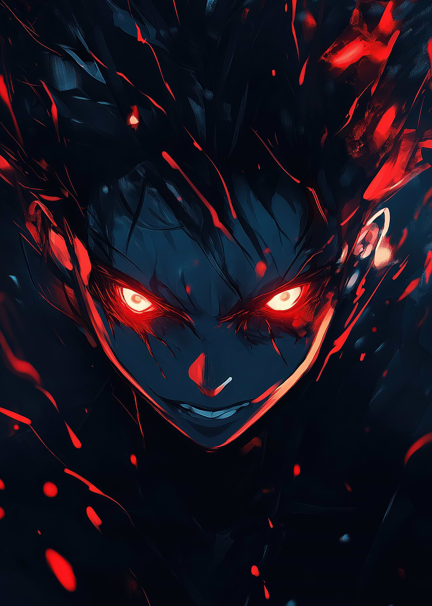 'Anime Character with Red Eyes' Poster, picture, metal print, paint by ...