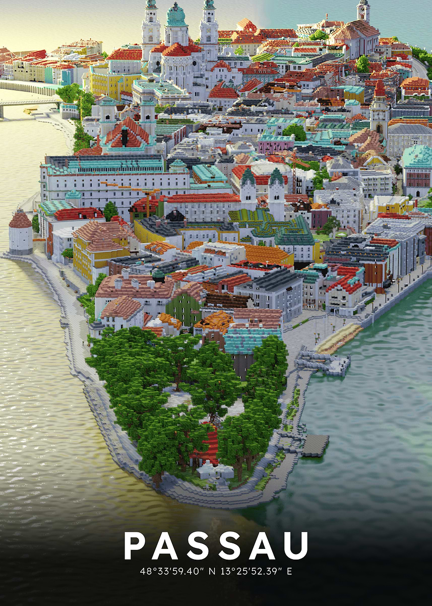 'Passau Cityscape' Poster, picture, metal print, paint by BTE Germany ...