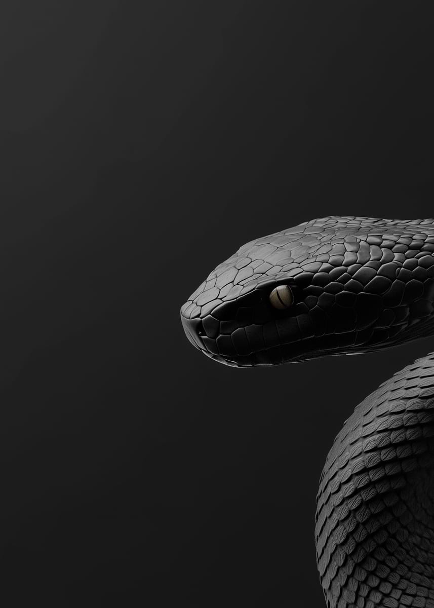 'Black Snake Portrait' Poster, picture, metal print, paint by ...