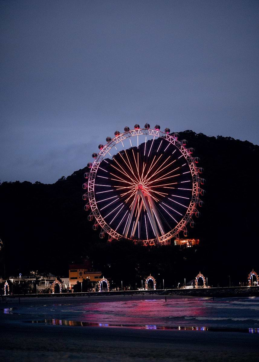'Heart Ferris Wheel Night Lights' Poster, picture, metal print, paint ...