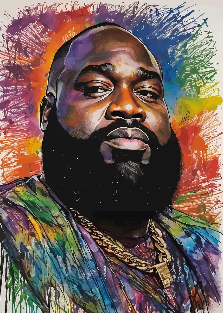 'Rick Ross Portrait' Poster, picture, metal print, paint by DEGUZMAN ...