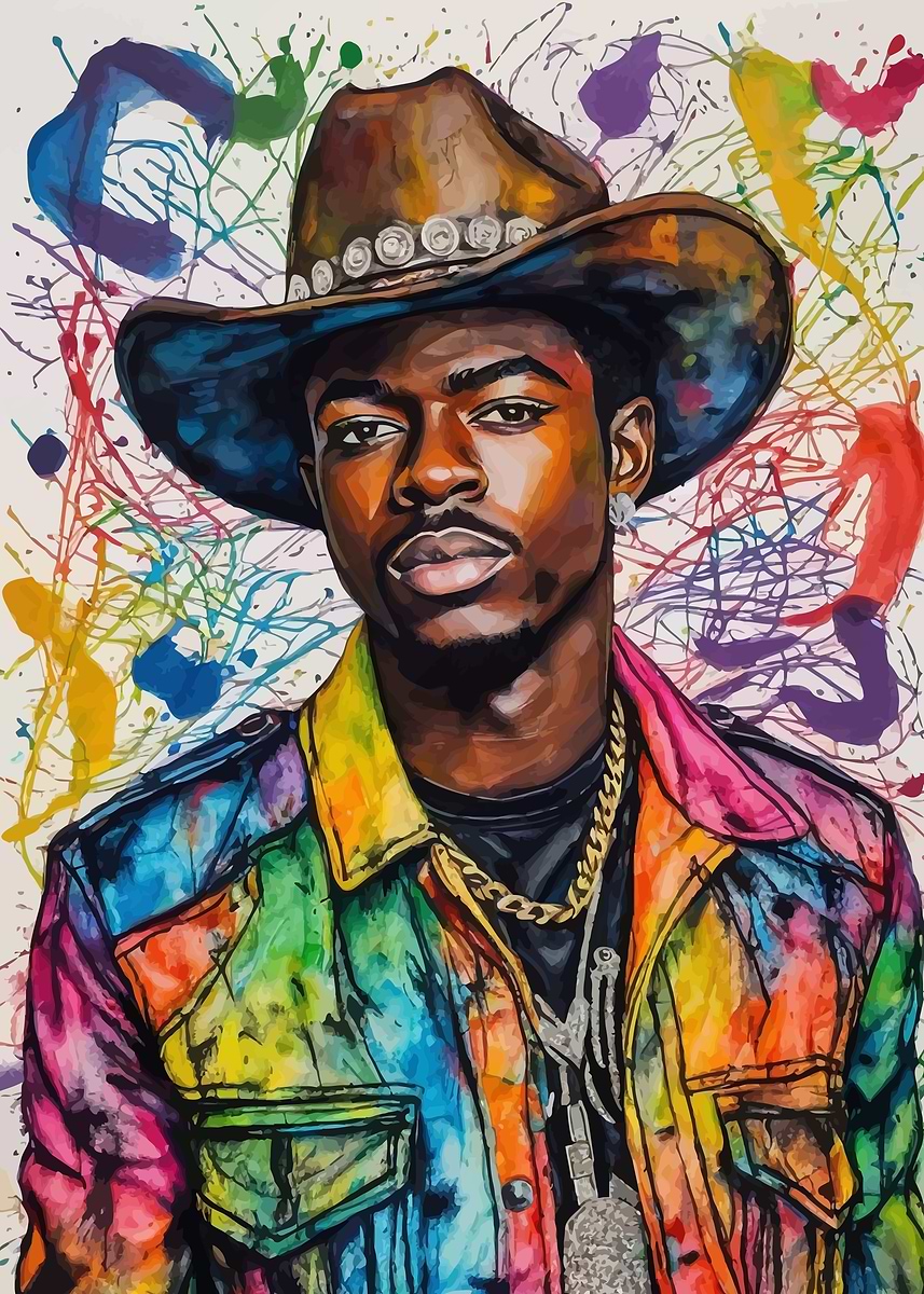 'Lil Nas X Cowboy Portrait' Poster, picture, metal print, paint by ...