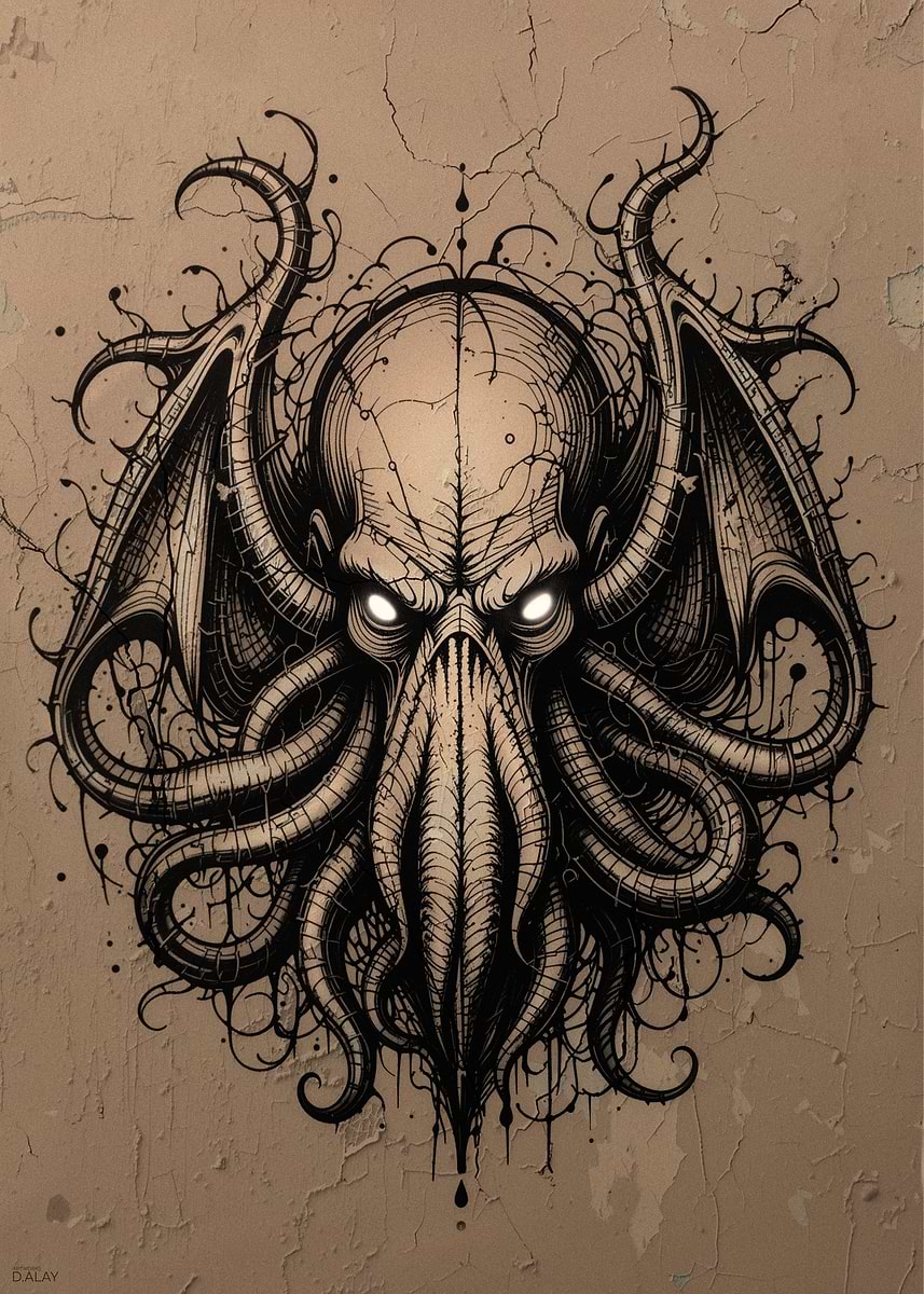 'Cthulhu Ink Illustration' Poster, picture, metal print, paint by Dalay ...