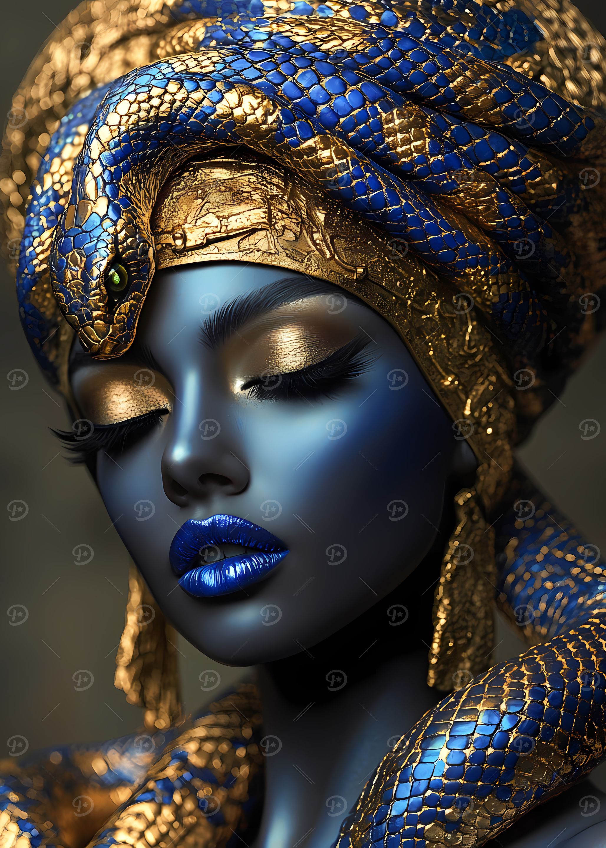 'Woman with Snake Headress' Poster, picture, metal print, paint by ...