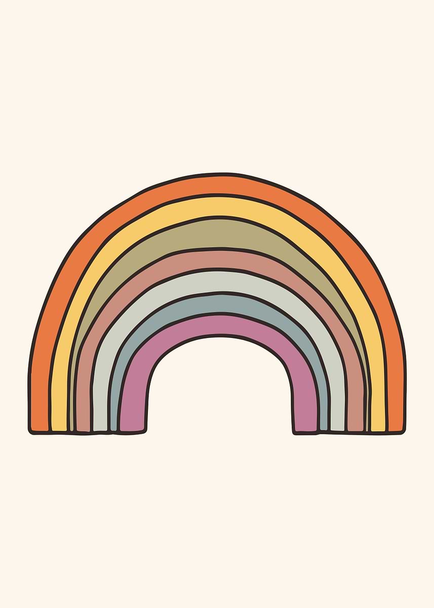 'Playful Minimalist Pastel Retro Boho Rainbow' Poster, picture, metal ...