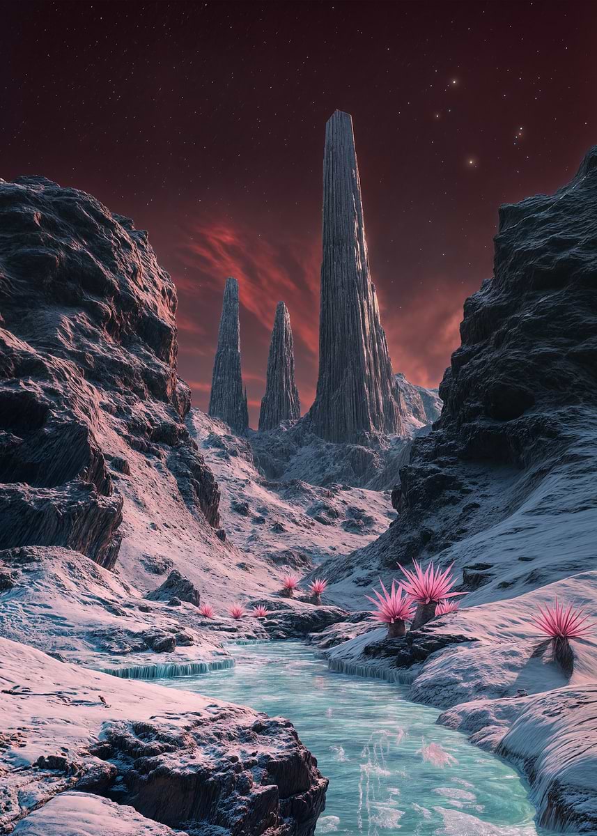 'Alien Canyon Landscape' Poster, picture, metal print, paint by Stellar ...