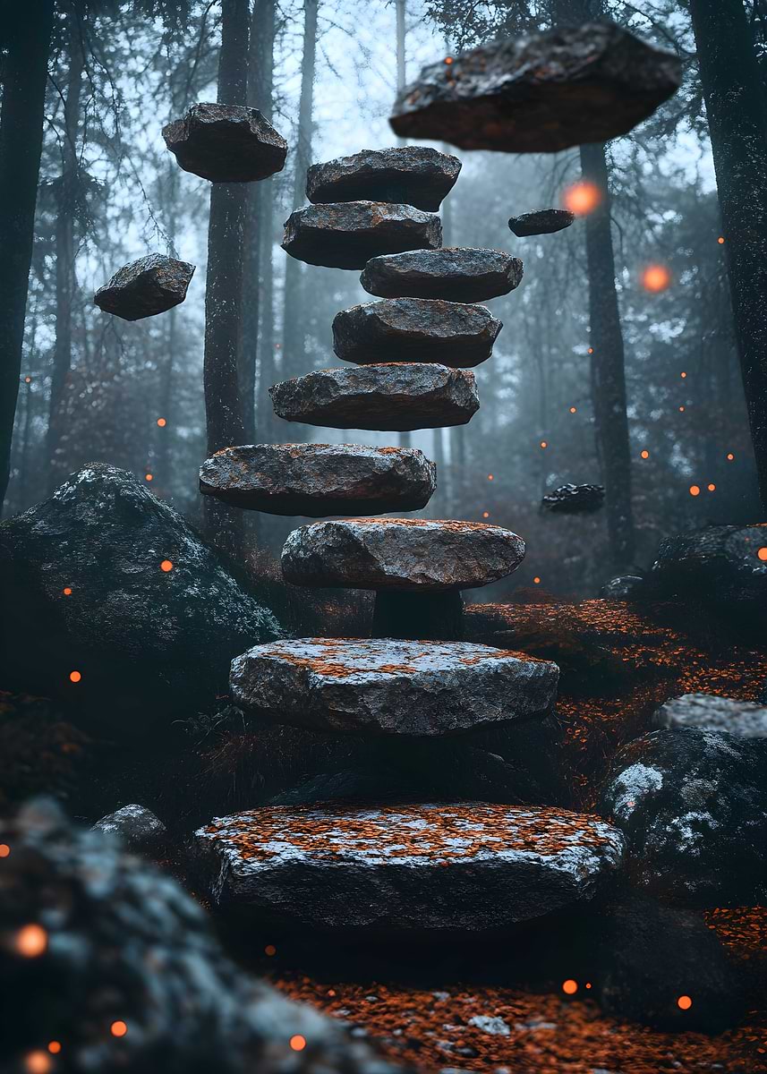 'Surrealism A forest path leads to a staircase_1' Poster, picture ...