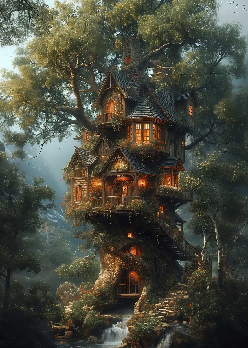 'Enchanted Treehouse' Poster, picture, metal print, paint by Charisma ...