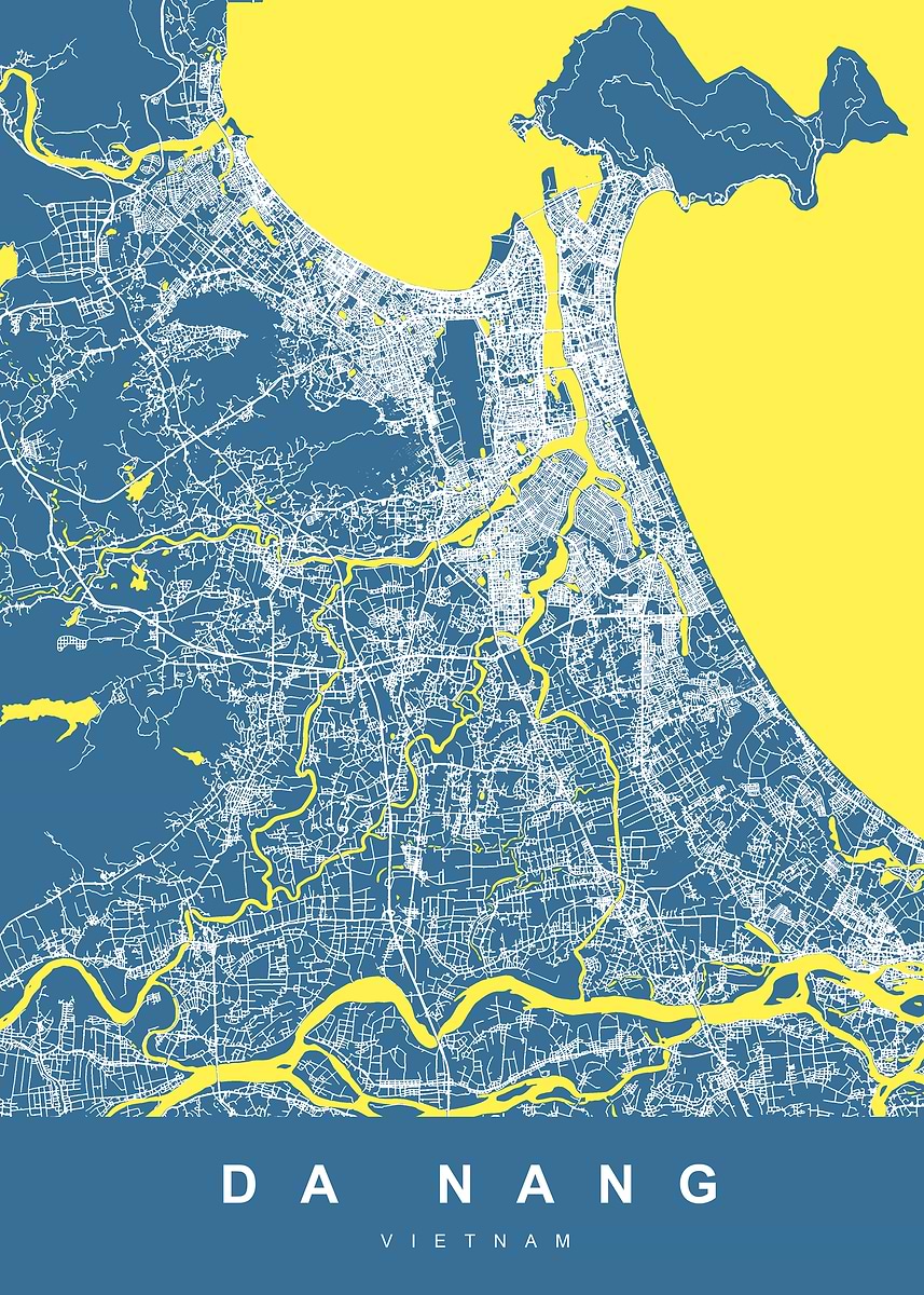 'Da Nang City Map' Poster, picture, metal print, paint by UrbanMaps ...