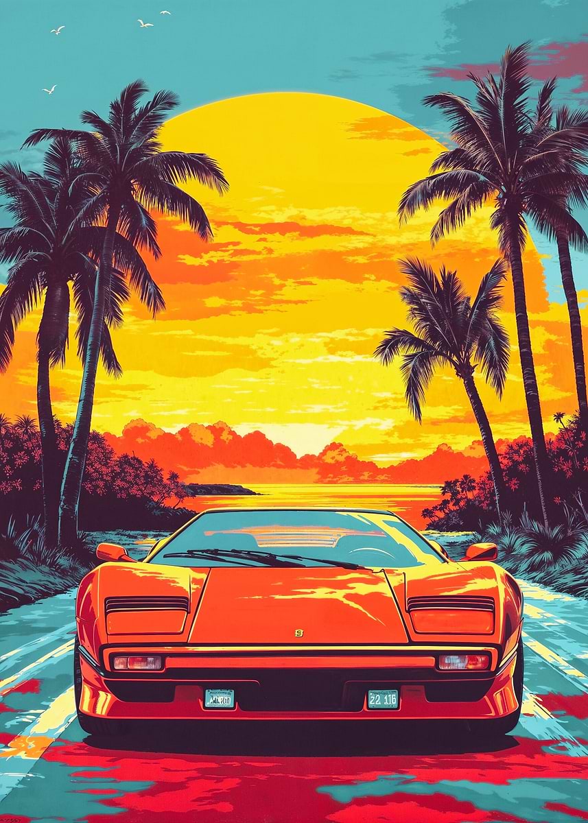 'Sunset Drive' Poster, picture, metal print, paint by Airborne71LLC ...