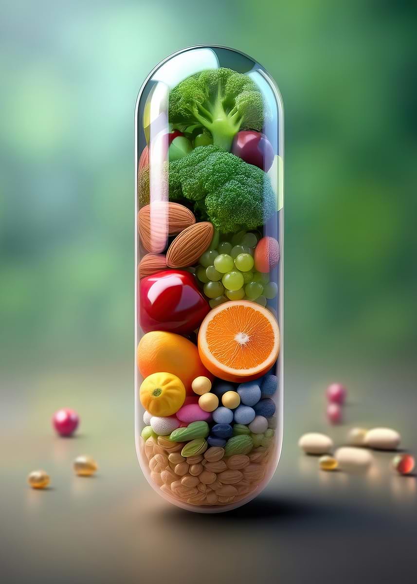 'Healthy Food Capsule' Poster, picture, metal print, paint by ...