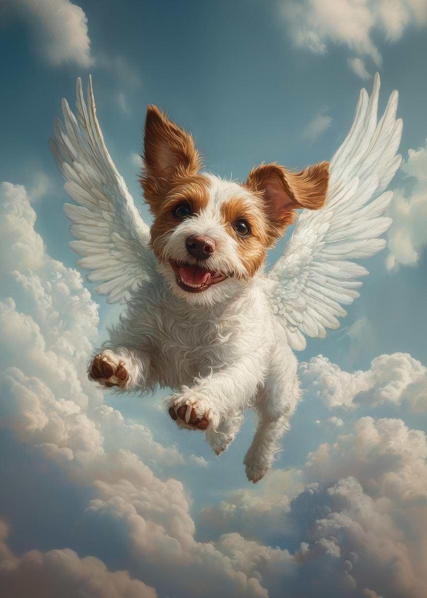 'Jack Russell Terrier Angel | Pet Tribute Print | Dog with Angel Wings ...