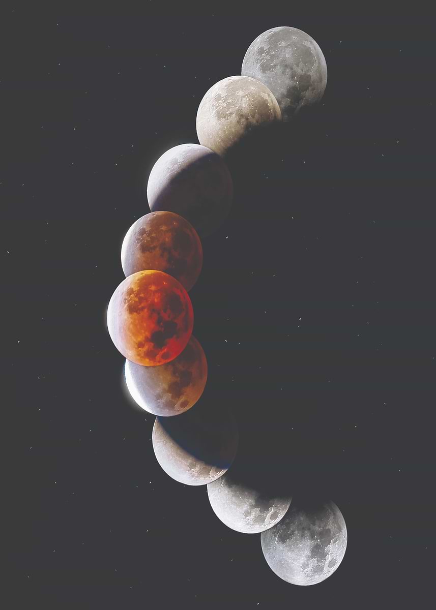 'Lunar Eclipse Phases' Poster, picture, metal print, paint by Azz | Displate