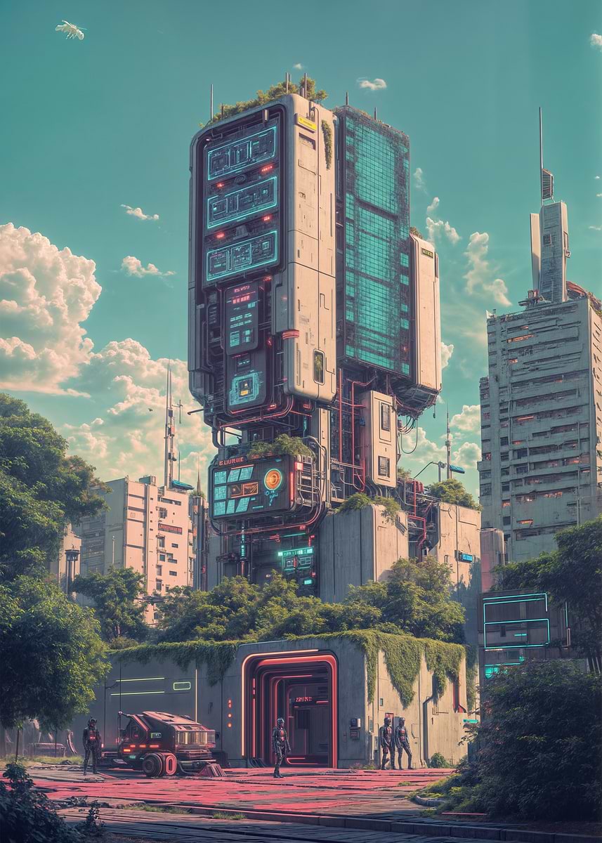 'Solarpunk Cityscape' Poster, picture, metal print, paint by Stellar ...