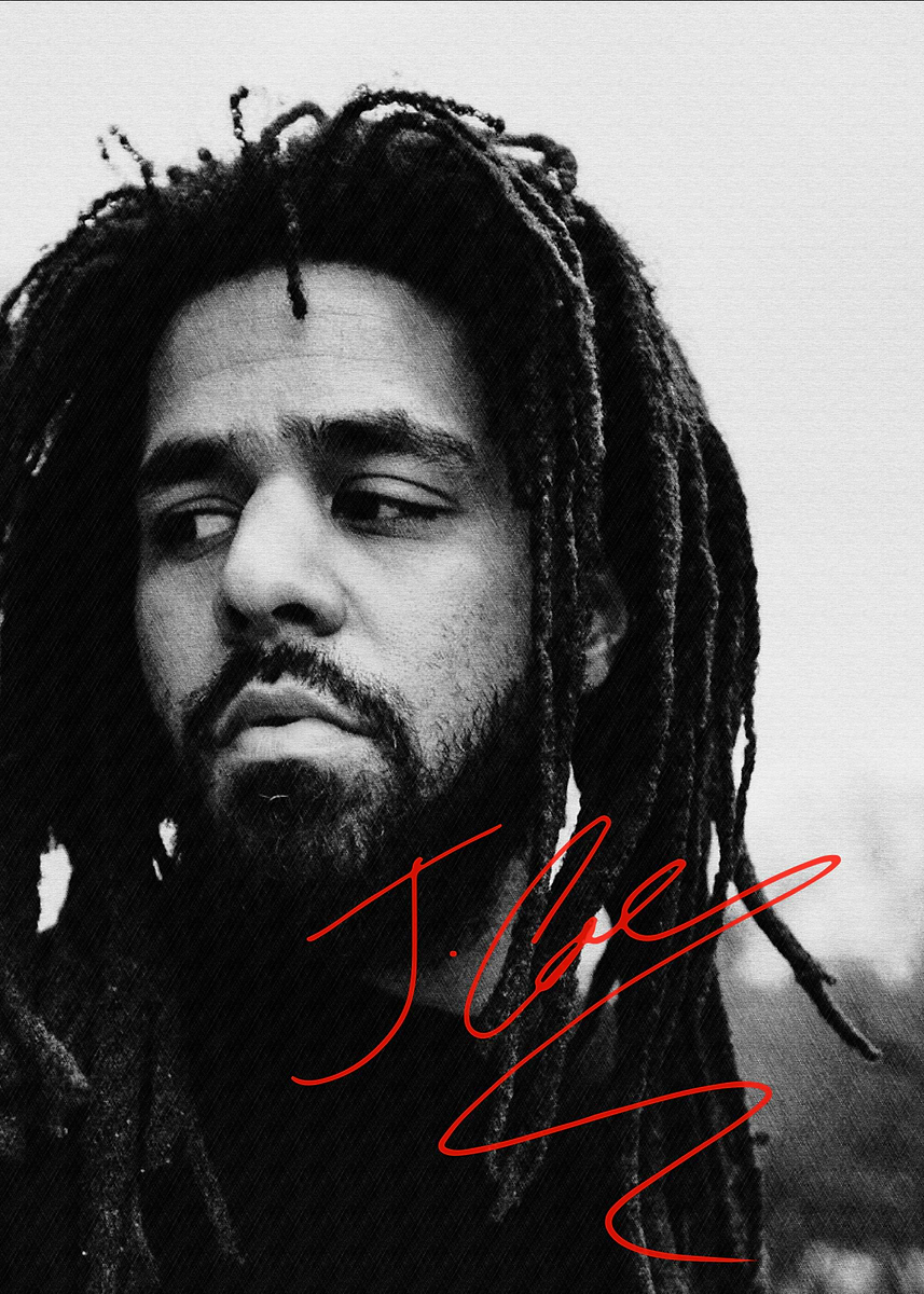 'J. Cole Portrait' Poster, picture, metal print, paint by Matrix | Displate