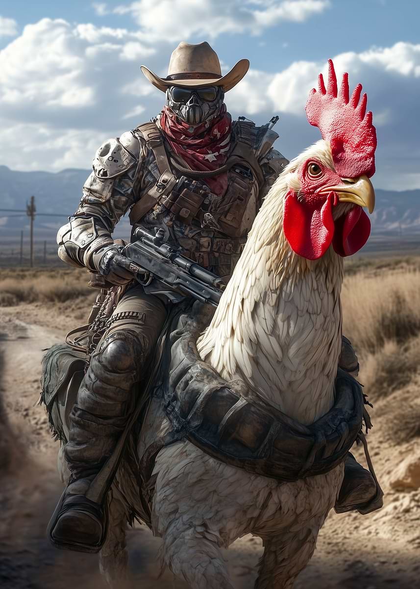 'Post-Apocalyptic Rooster Rider' Poster, picture, metal print, paint by ...