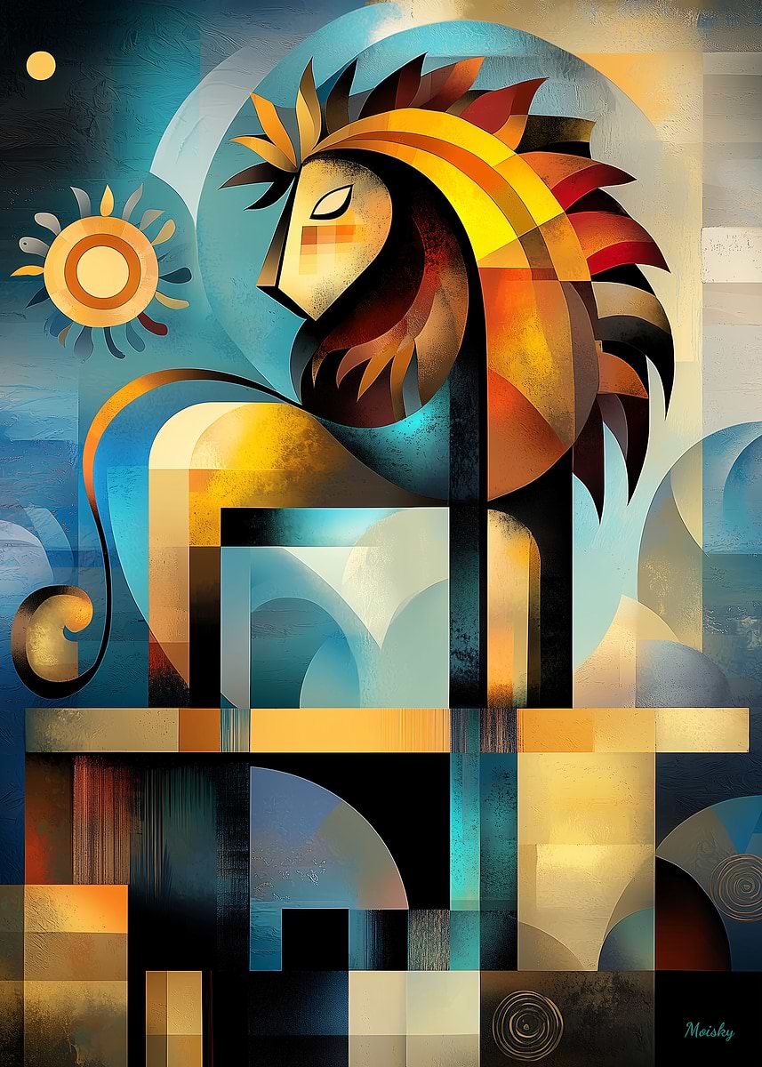 ' Modern Cubism Lion Poster – Abstract Geometric Wildlife Art' Poster ...