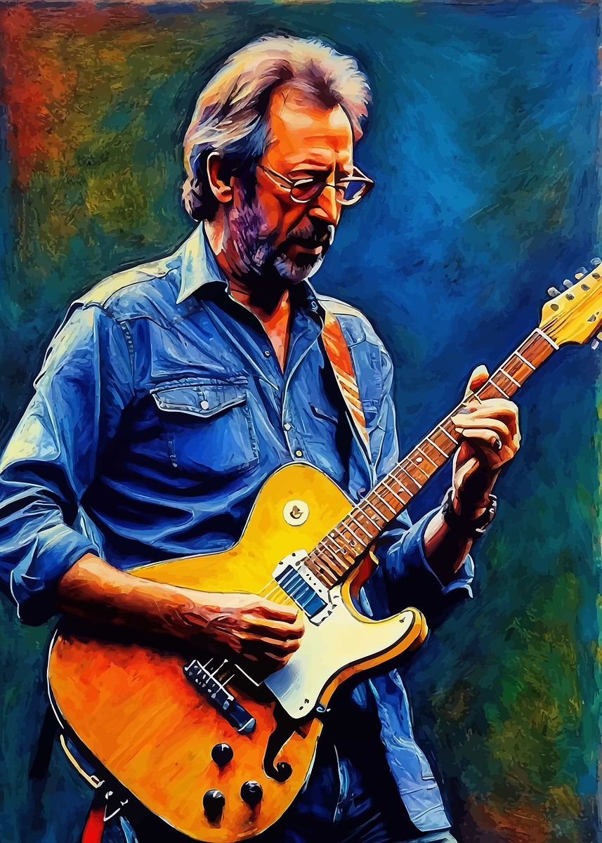 'Eric Clapton Legendary Watercolor' Poster, picture, metal print, paint ...