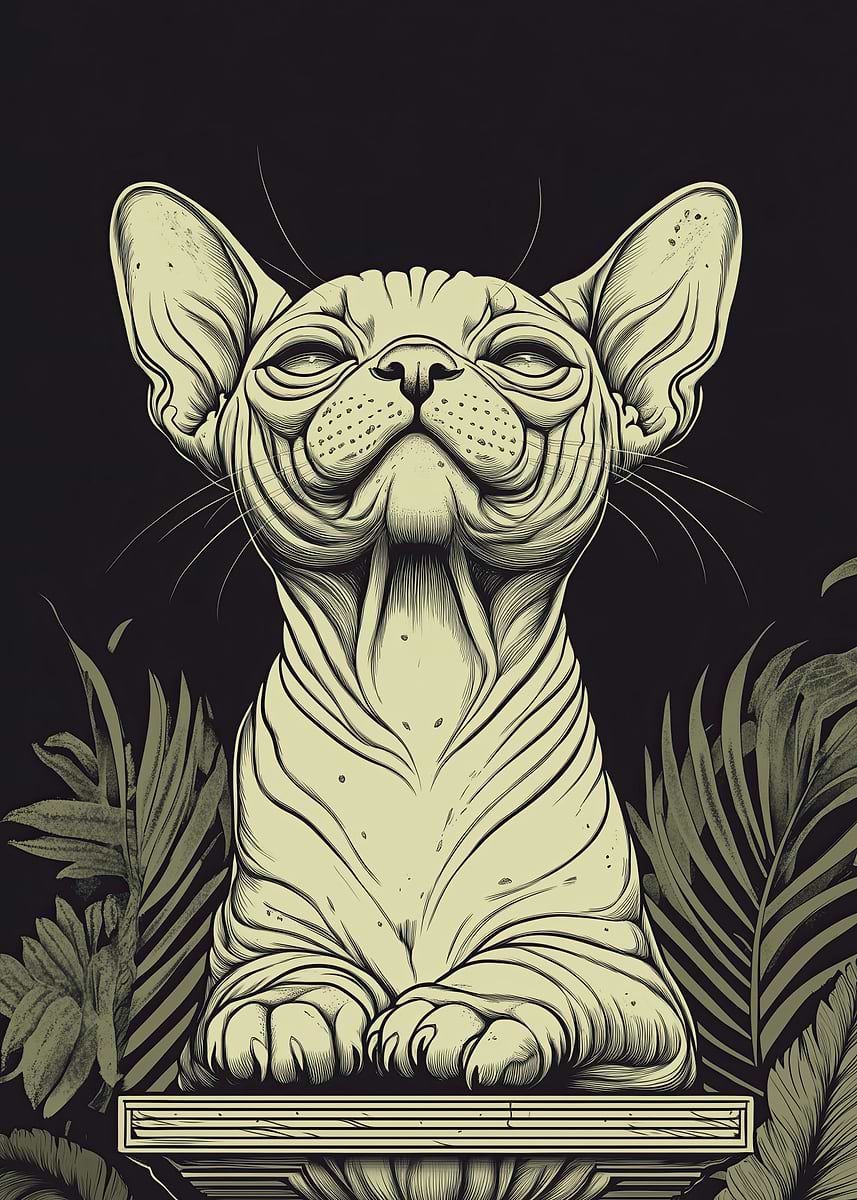 'Smiling Sphynx Cat' Poster, picture, metal print, paint by Tafa ...