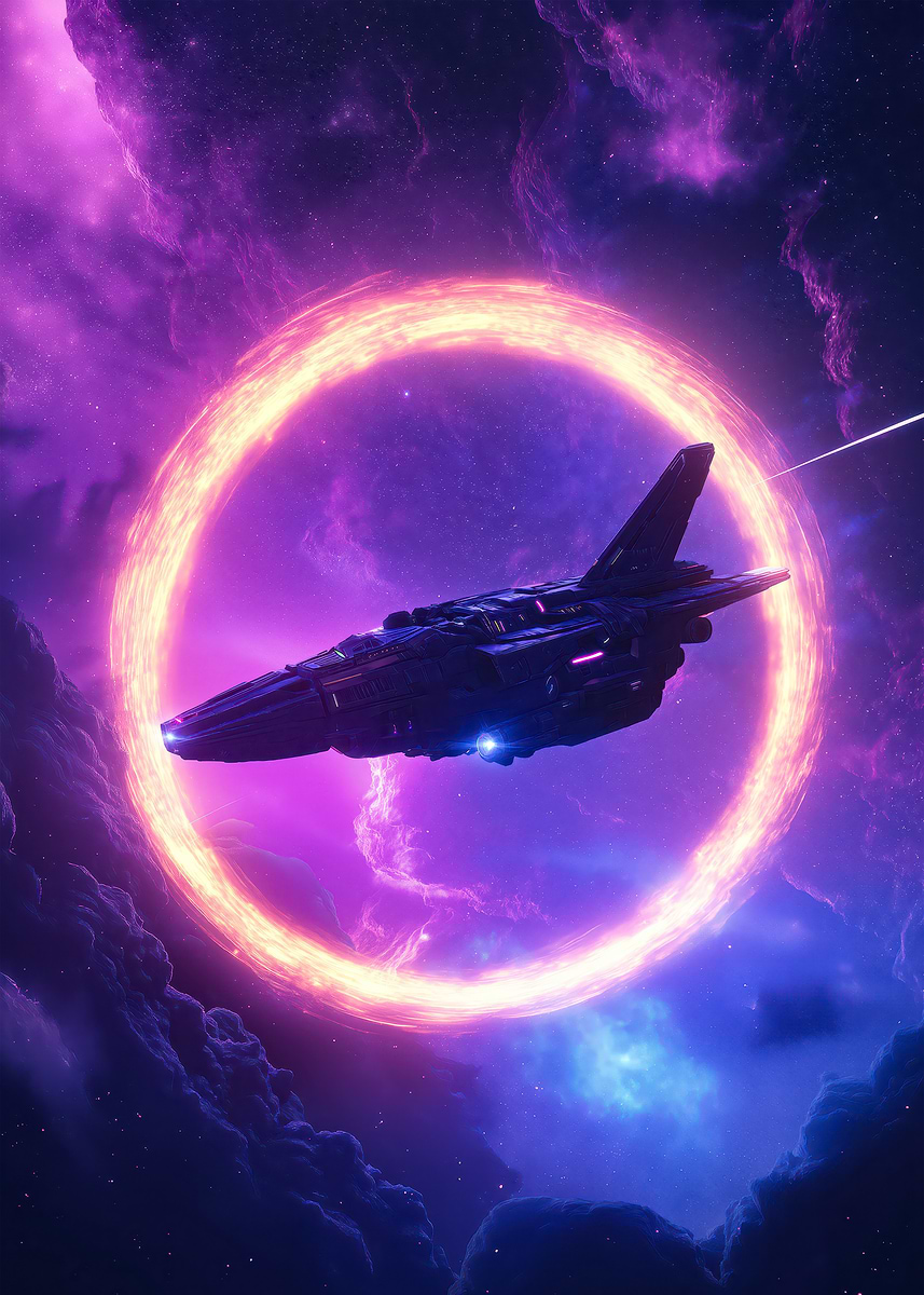 'Spaceship Entering Ring' Poster, picture, metal print, paint by 77 ...